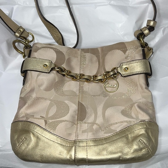 Coach | Bags | Coach Gold Monogram Shoulder Bag | Poshmark